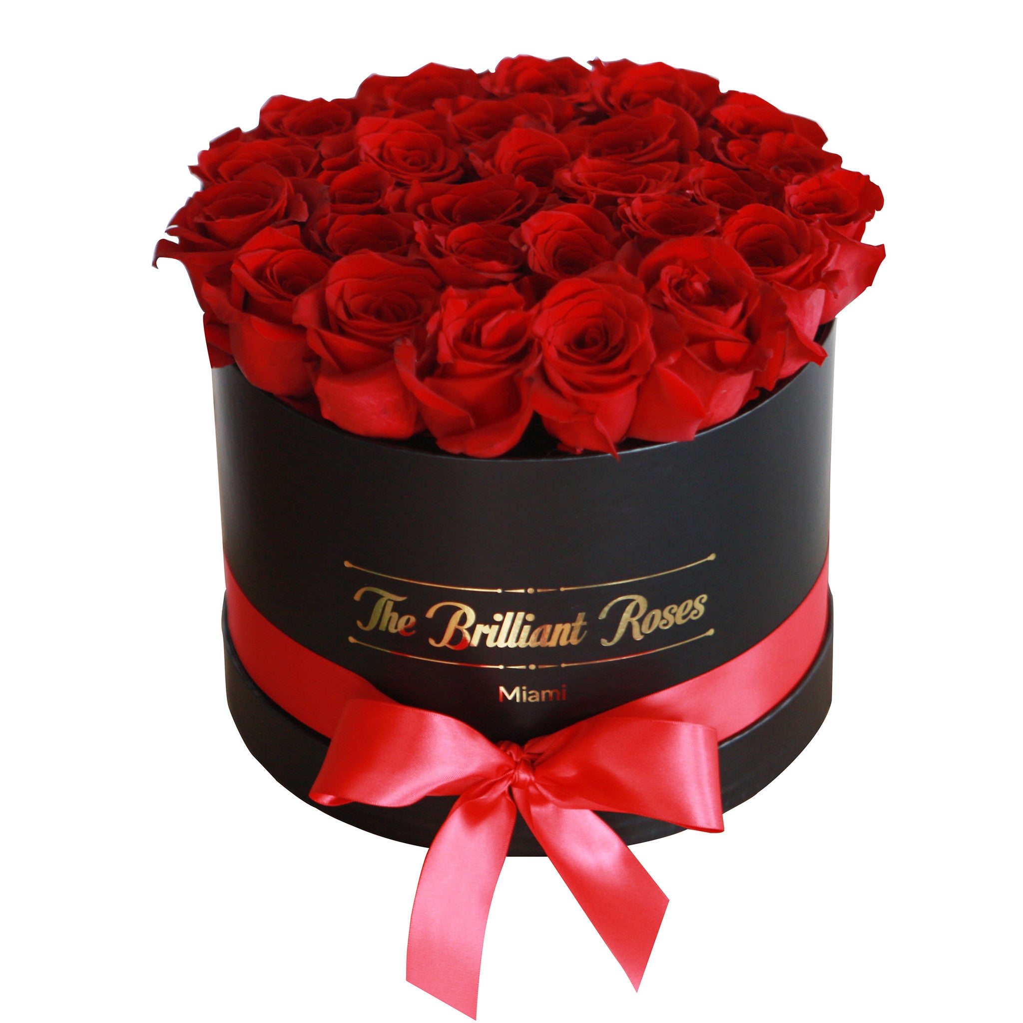 #1 Red ETERNAL roses round flower box – The Brilliant Roses